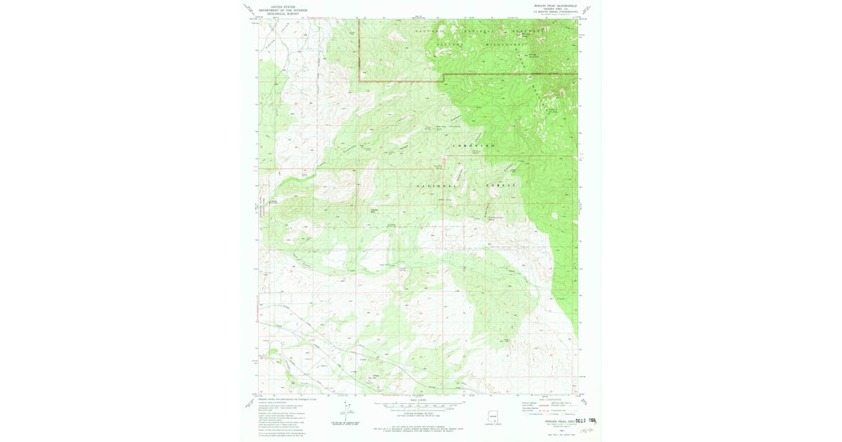 1981 Map of Rincon Peak, Pima County, AZ — High-Res | Pastmaps