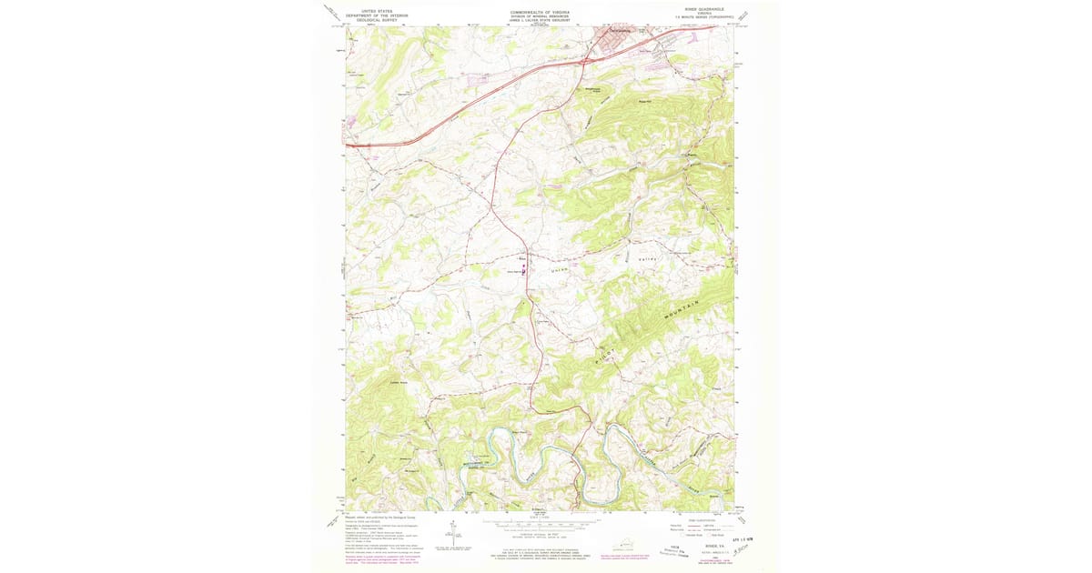 1965 Map of Riner, VA — High-Res, 1978 Print #2 | Pastmaps