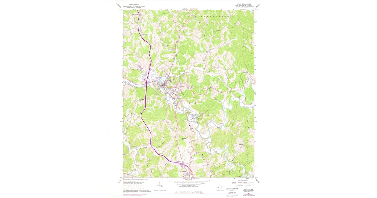1960 Map of Ripley, WV — High-Res, 1976 Print | Pastmaps