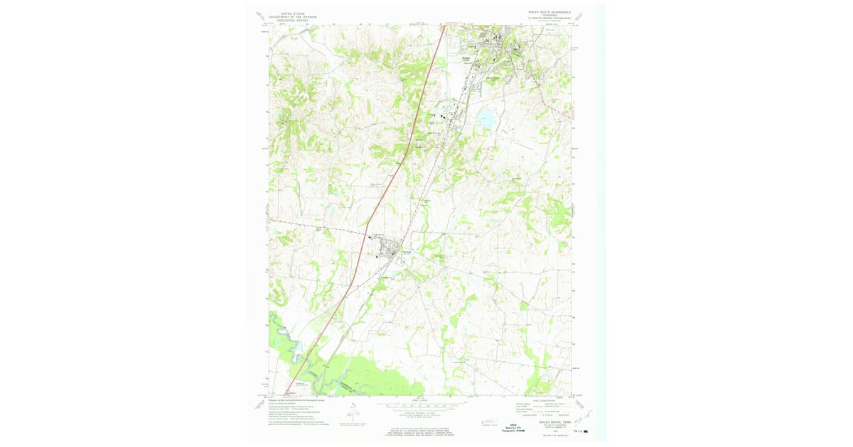 1972 Map of Ripley South, Lauderdale County, TN — High-Res | Pastmaps