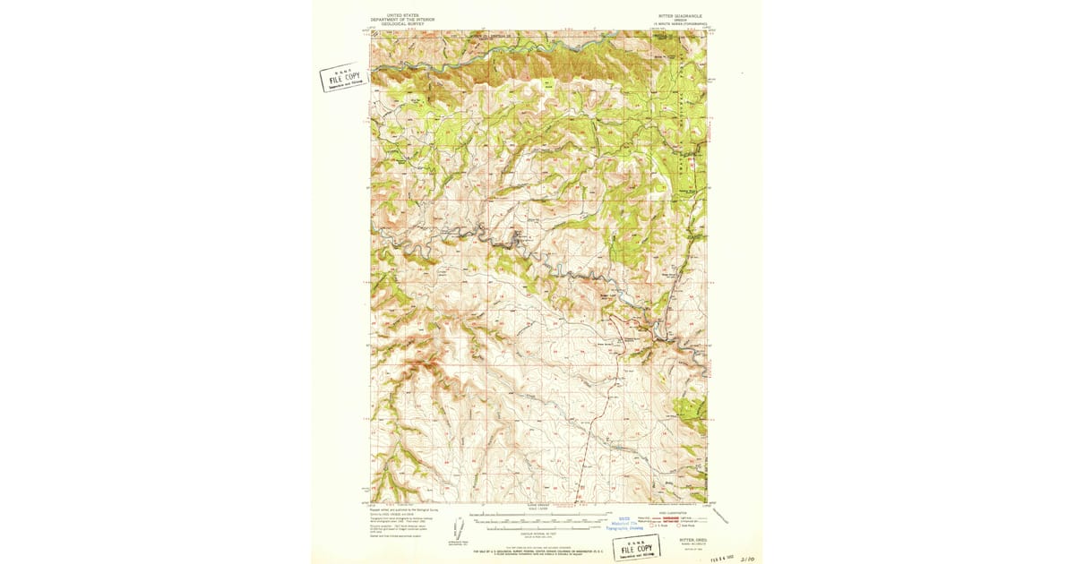 1952 Map of Ritter, Grant County, OR — High-Res | Pastmaps
