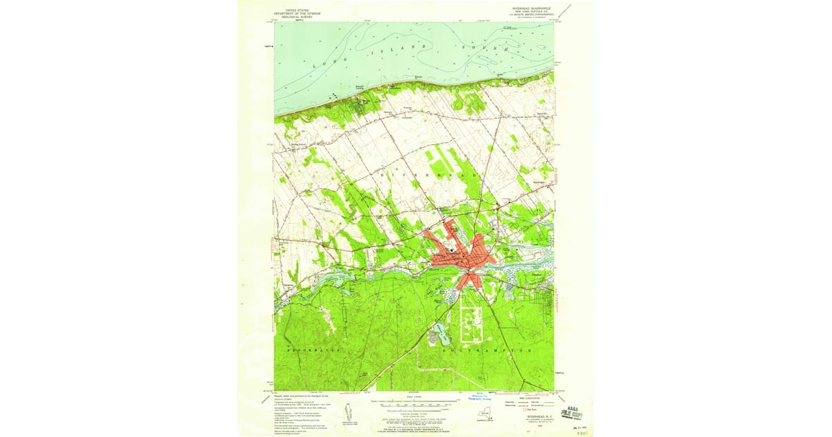 1956 Map of Riverhead, Suffolk County, NY — High-Res | Pastmaps