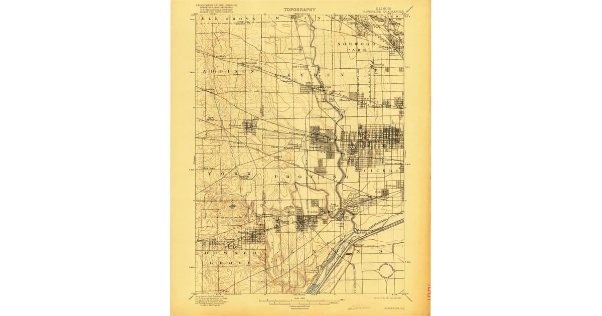 1901 Map of Riverside, IL — High-Res, 1920 Print | Pastmaps