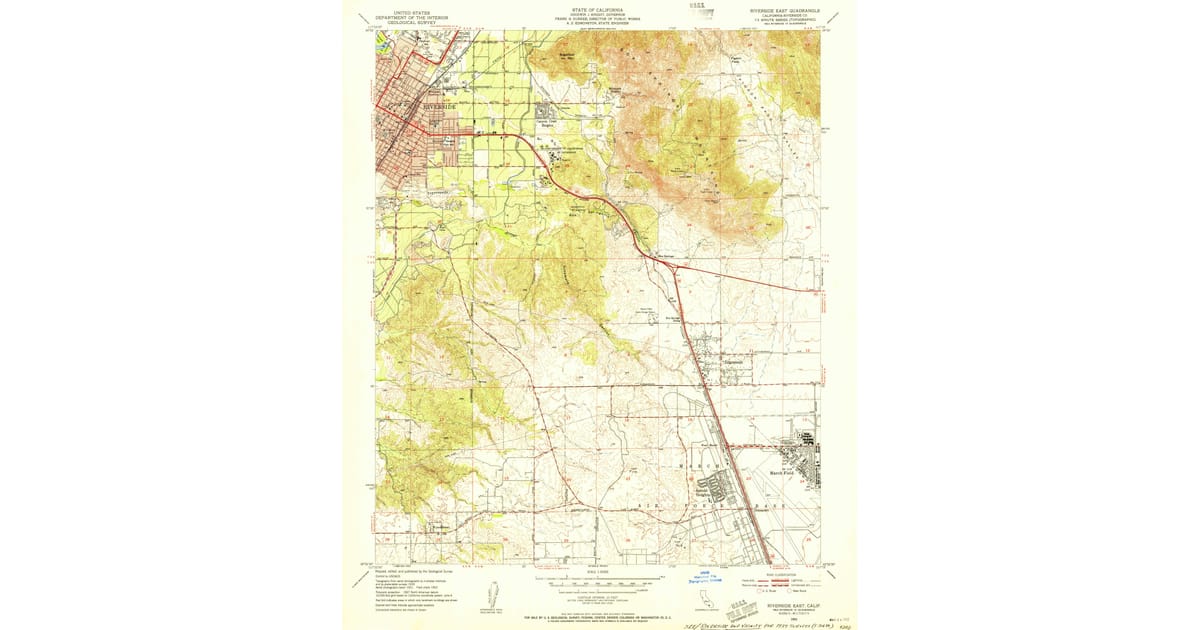 1953 Map of Riverside East, Riverside County, CA — High-Res | Pastmaps