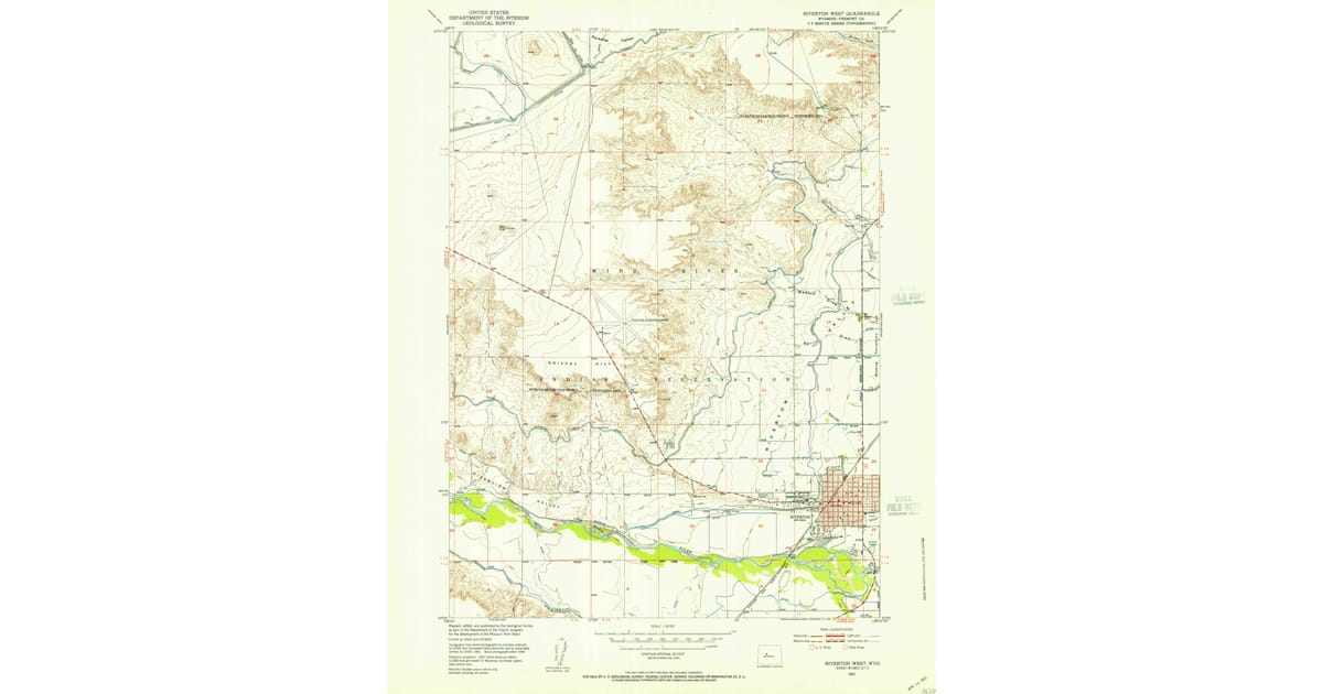 1951 Map of Riverton West, Fremont County, WY — High-Res | Pastmaps