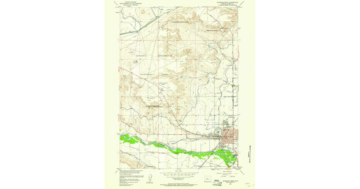 1959 Map of Riverton West, Fremont County, WY — High-Res | Pastmaps