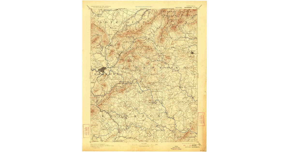 1891 Map of Roanoke, VA — High-Res, 1923 Print | Pastmaps