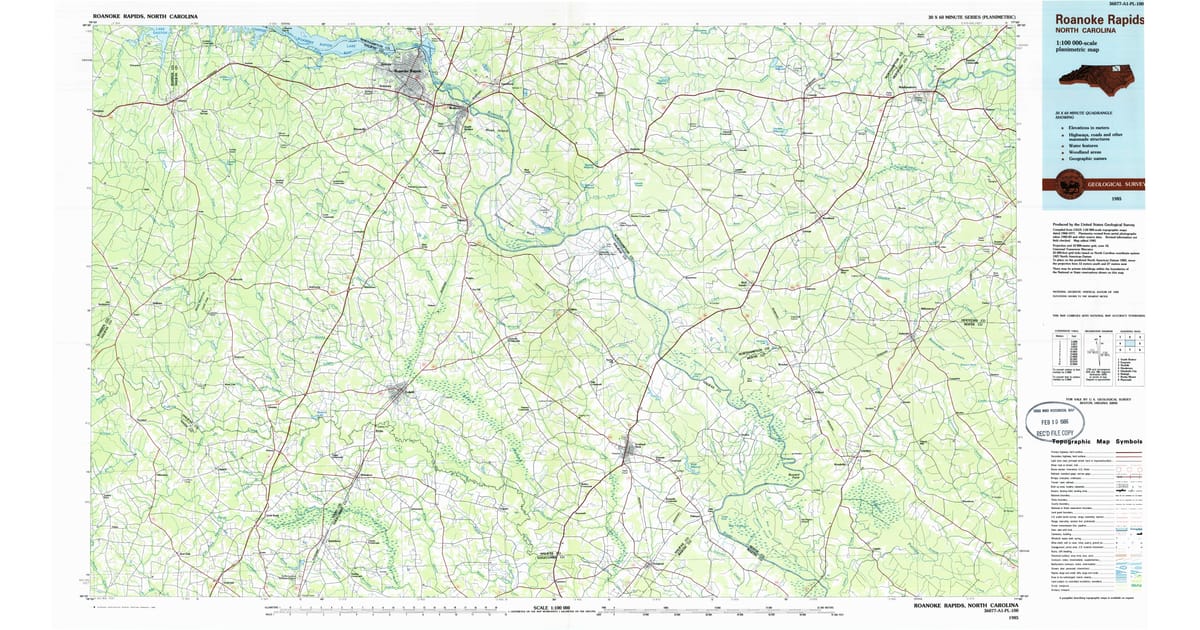 1985 Map of Roanoke Rapids, NC — High-Res | Pastmaps