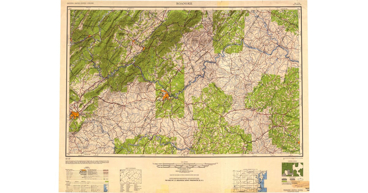 1947 Map of Roanoke, VA — High-Res, 1948 Print #2 | Pastmaps
