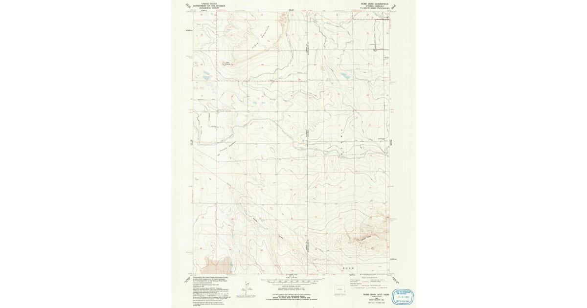 1960 Map of Robb Draw, Goshen County, WY — High-Res, 1983 Print | Pastmaps