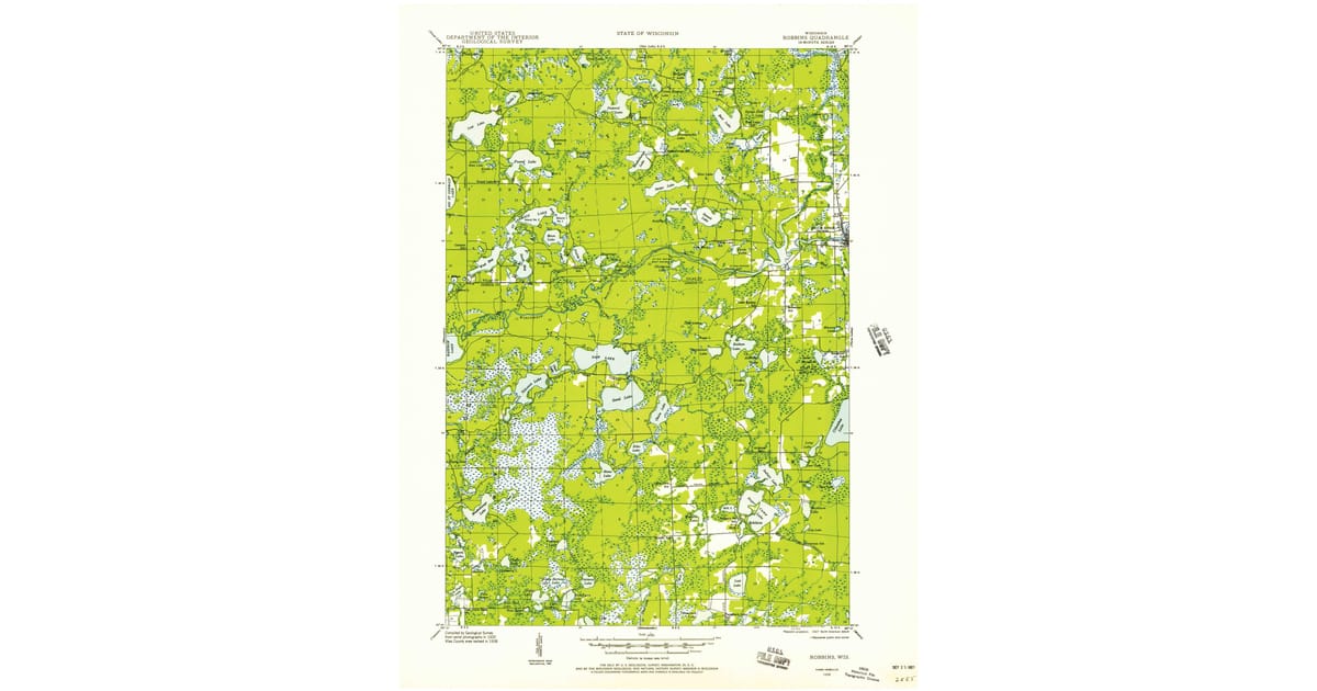 1938 Map of Robbins, Oneida County, WI — High-Res | Pastmaps