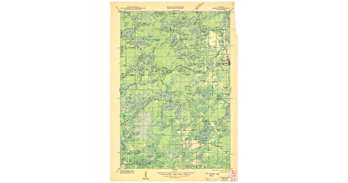 1945 Map of Robbins, Oneida County, WI — High-Res | Pastmaps