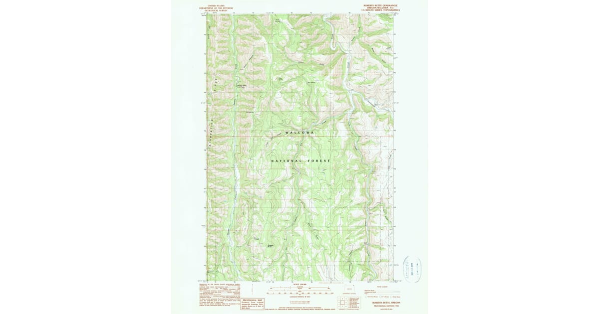 1990 Map of Roberts Butte, Wallowa County, OR — High-Res | Pastmaps