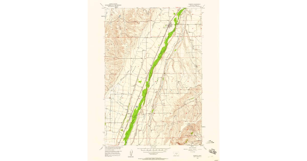 1956 Map of Roberts, MT — High-Res | Pastmaps