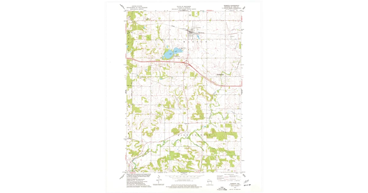 1974 Map of Roberts, WI — High-Res | Pastmaps