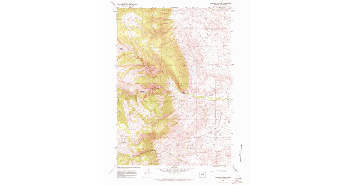 1967 Map of Robinson Canyon, Johnson County, WY — High-Res | Pastmaps