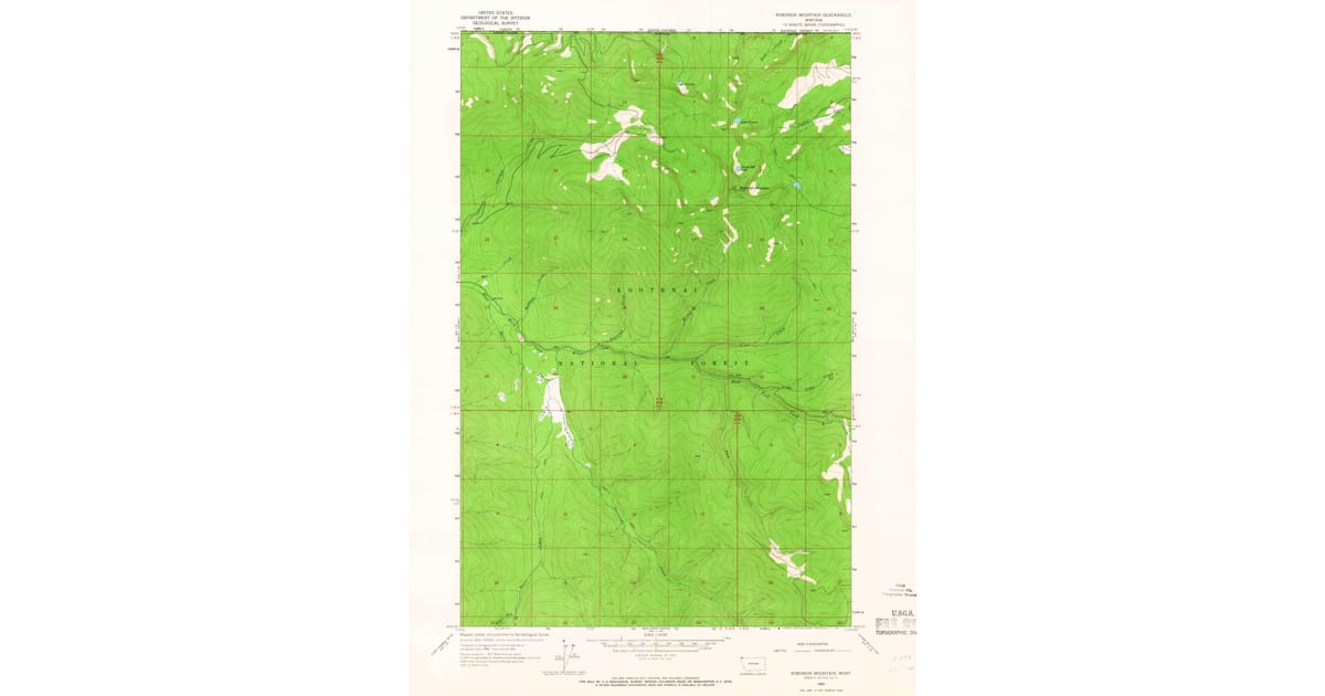 1963 Map of Robinson Mountain, Lincoln County, MT — High-Res | Pastmaps