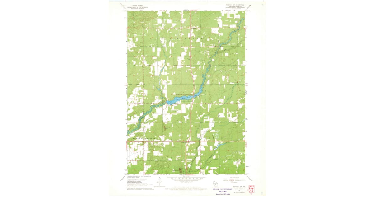 1967 Map of Roche A Cri, Adams County, WI — High-Res | Pastmaps