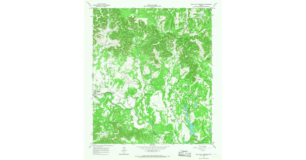 1964 Map of Rock Cliff Reservoir, Bandera County, TX — High-Res | Pastmaps