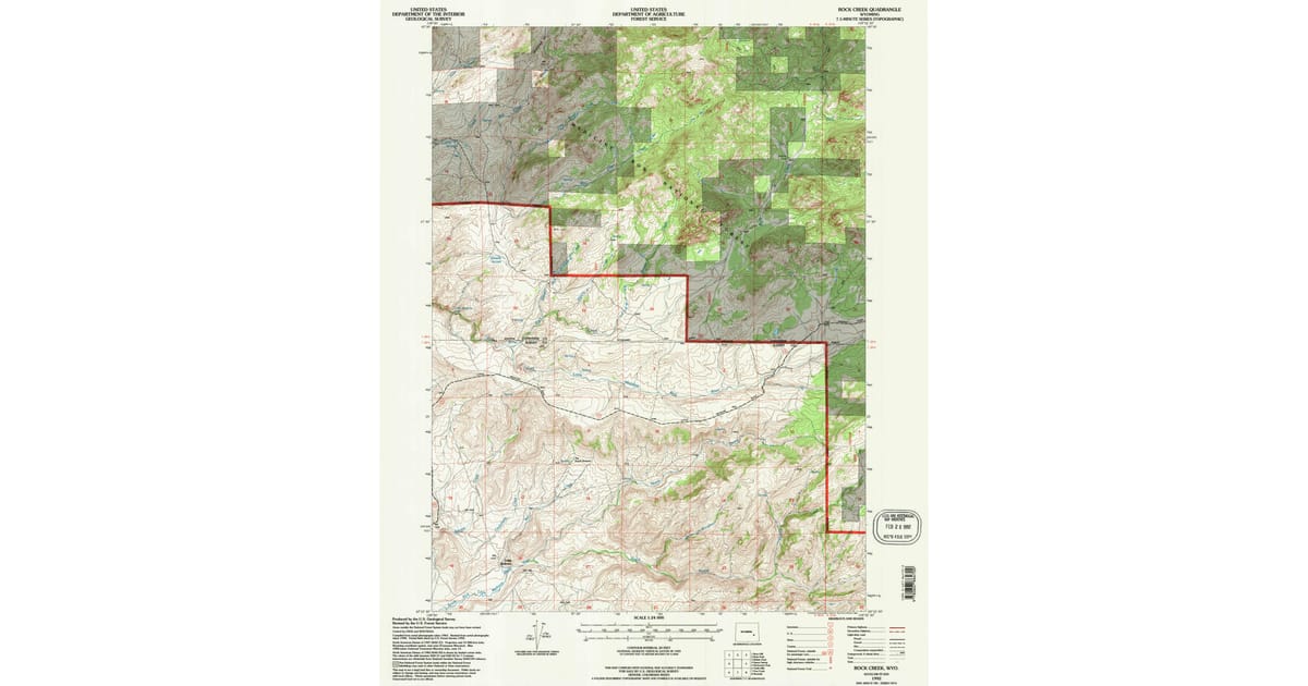 1992 Map of Rock Creek, Converse County, WY — High-Res | Pastmaps