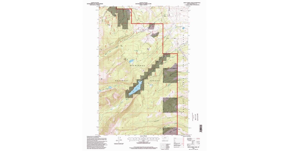 1996 Map of Rock Creek Lake, Powell County, MT — High-Res | Pastmaps
