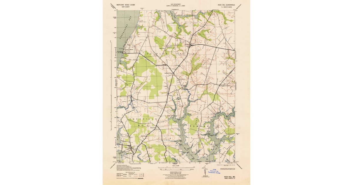1943 Map of Rock Hall, MD — High-Res | Pastmaps