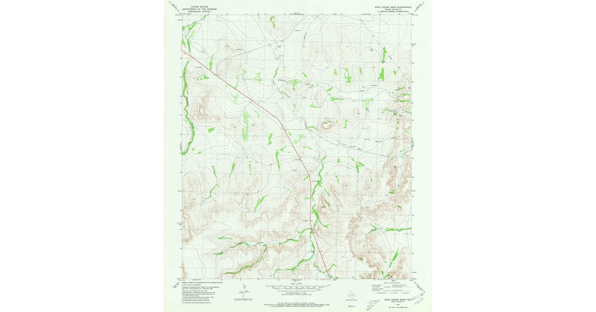 1980 Map of Rock House Draw, Pecos County, TX — High-Res | Pastmaps