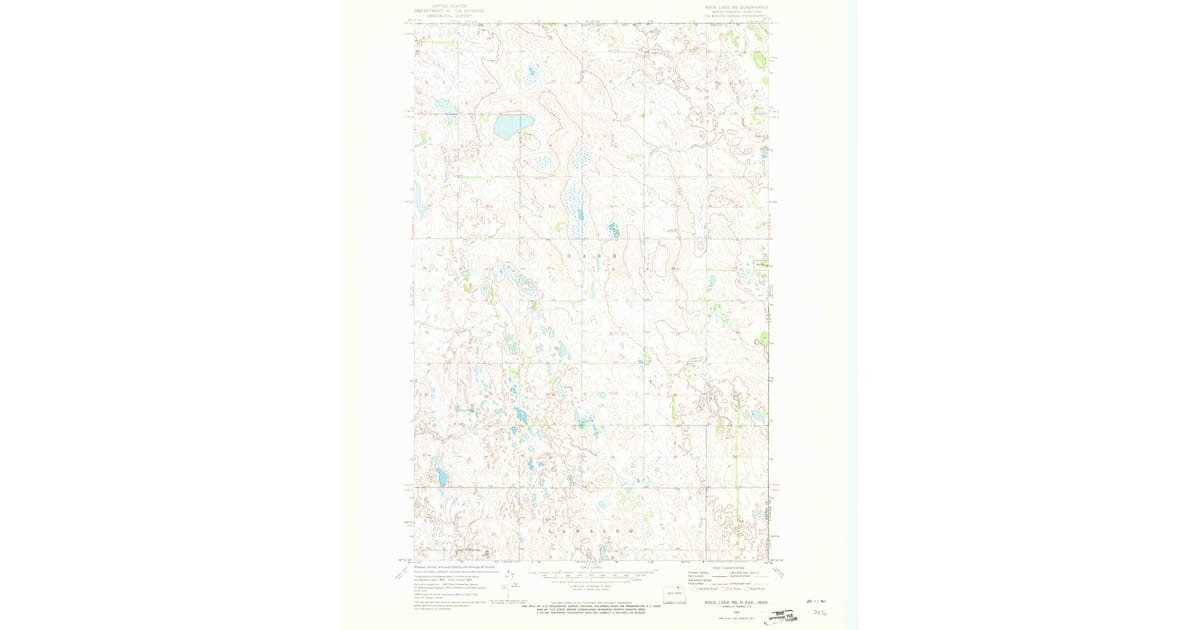 1969 Map of Rock Lake NE, Towner County, ND — High-Res | Pastmaps