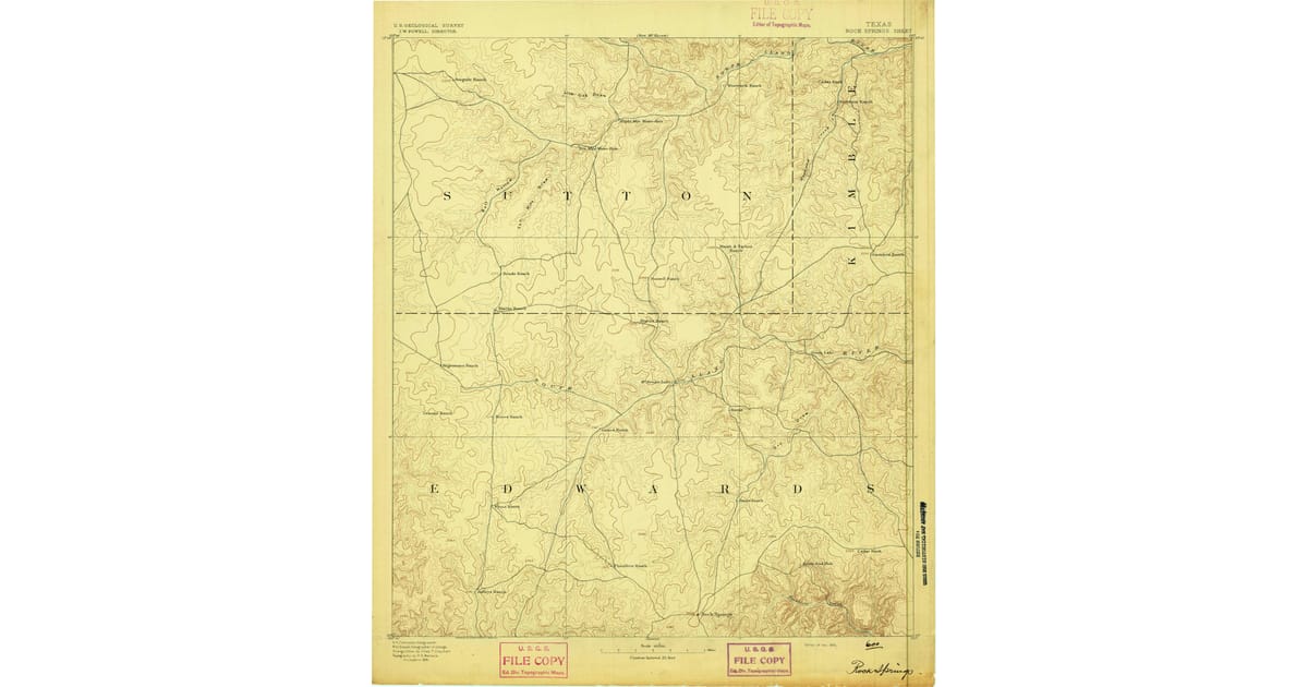 1893 Map of Rock Springs, Edwards County, TX — High-Res | Pastmaps