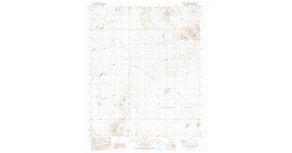 1990 Map of Rock Tank Draw, Hidalgo County, NM — High-Res | Pastmaps