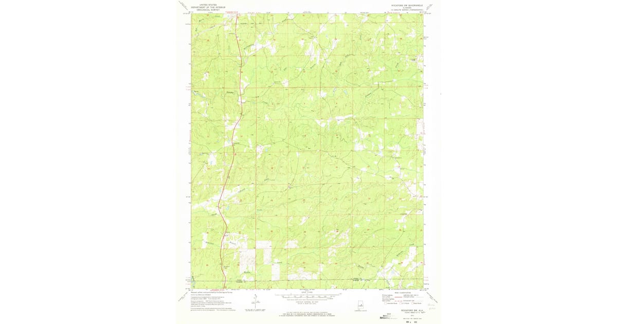 1971 Map of Rockford SW, Coosa County, AL — High-Res | Pastmaps