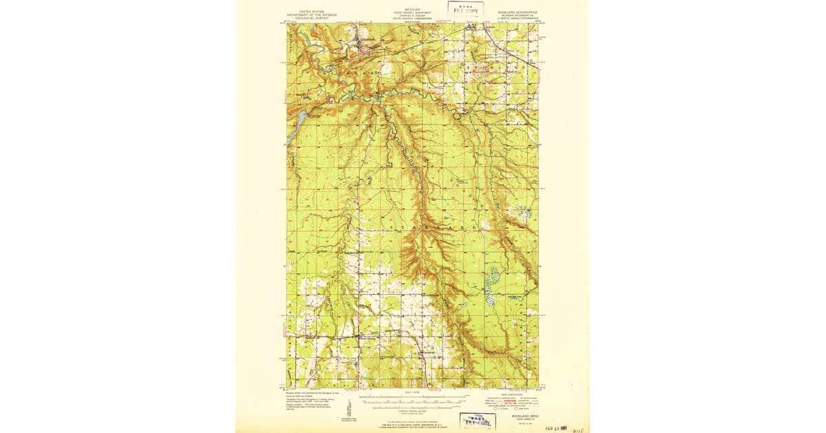1951 Map of Rockland, MI — High-Res, 1951 Print #2 | Pastmaps
