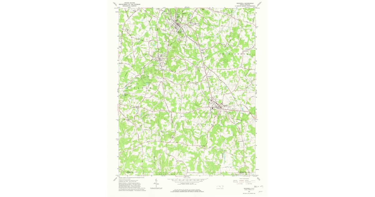 1962 Map of Rockwell, NC — High-Res, 1981 Print | Pastmaps