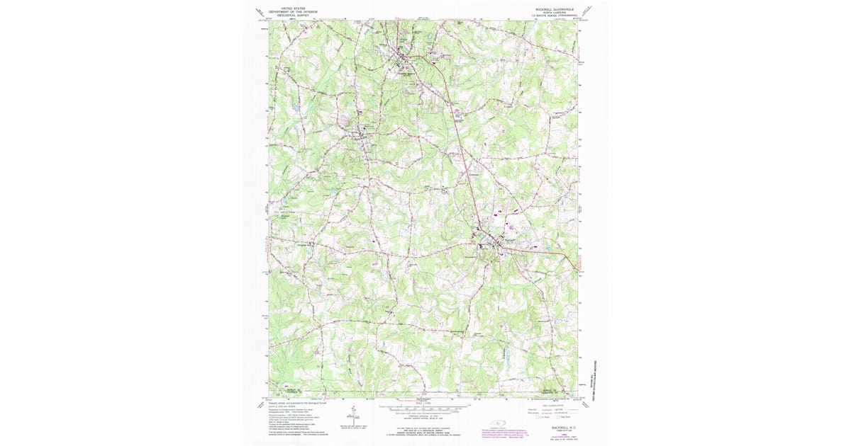 1962 Map of Rockwell, NC — High-Res, 1987 Print | Pastmaps