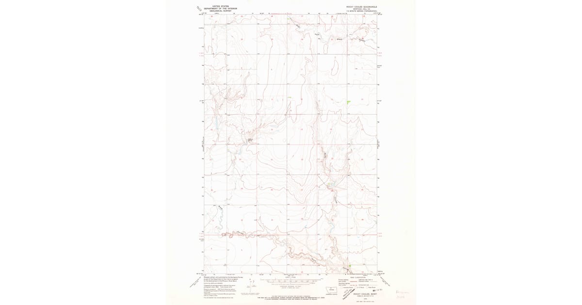 1970 Map of Rocky Coulee, Hill County, MT — High-Res | Pastmaps