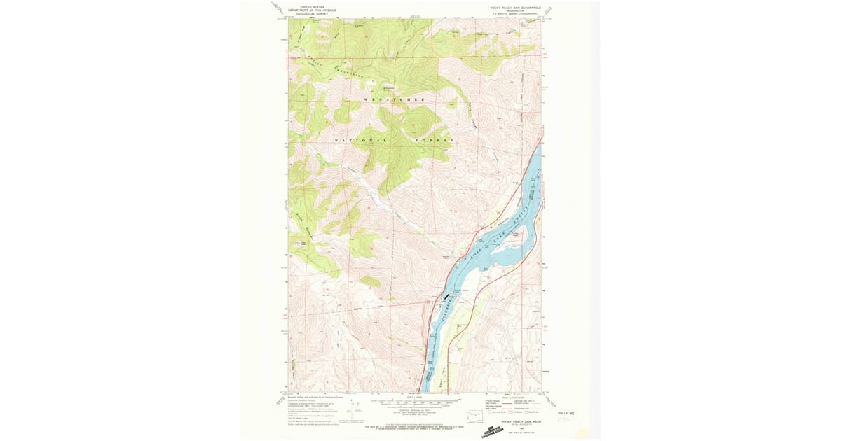 1968 Map of Rocky Reach Dam, Chelan County, WA — High-Res | Pastmaps