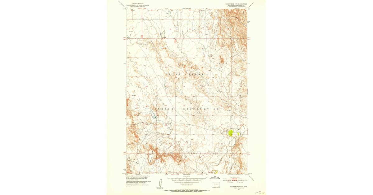 1951 Map of Rockyford NW, Oglala Lakota County, SD — High-Res | Pastmaps