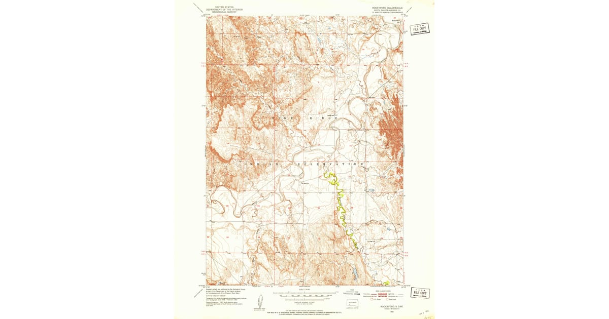 1951 Map of Rockyford, Oglala Lakota County, SD — High-Res | Pastmaps