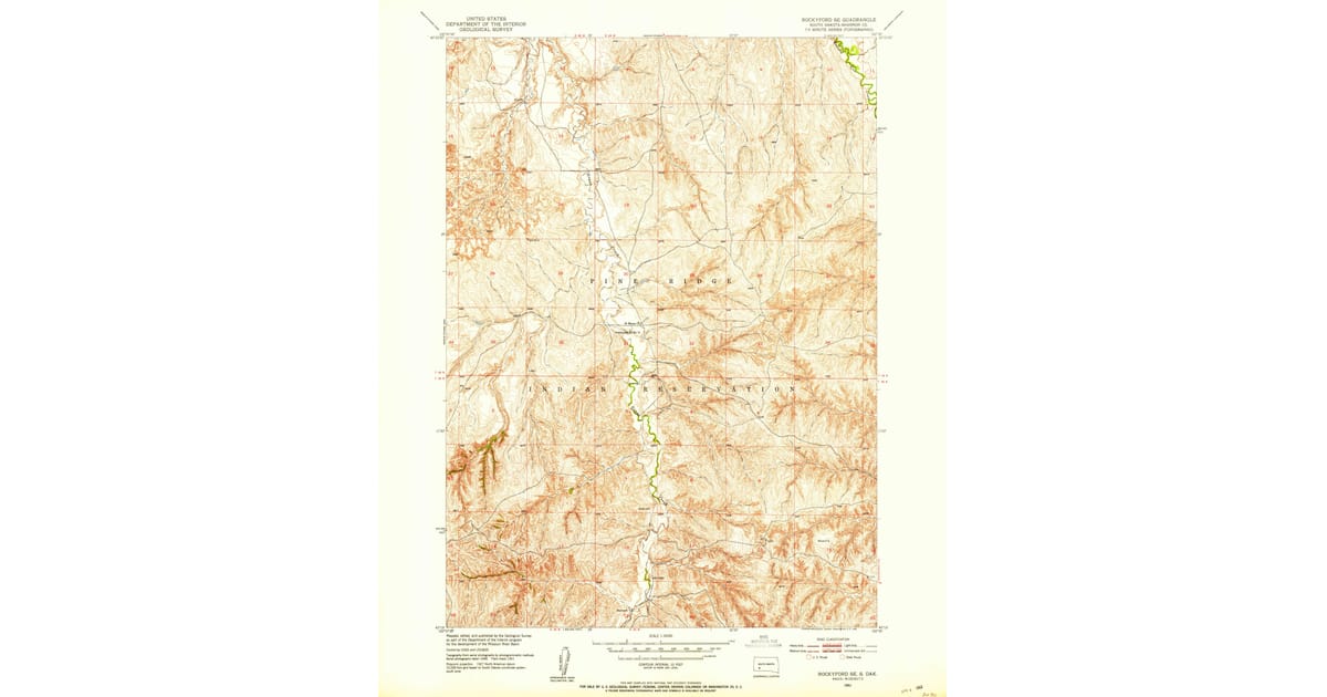 1951 Map of Rockyford SE, Oglala Lakota County, SD — High-Res | Pastmaps