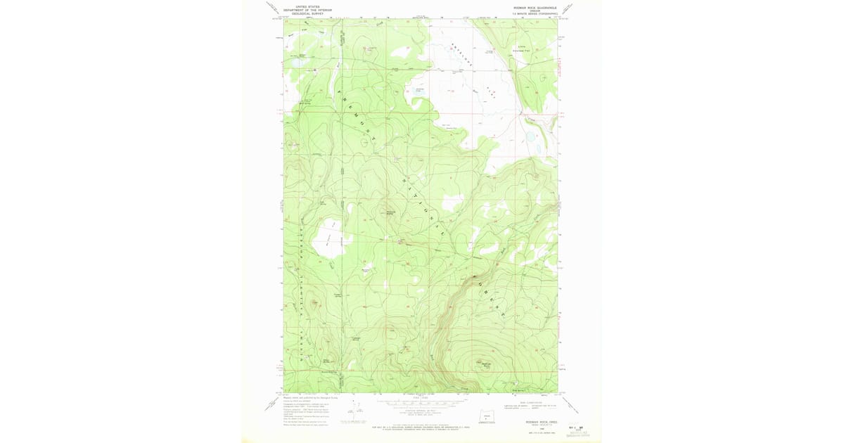 1968 Map of Rodman Rock, Lake County, OR — High-Res | Pastmaps