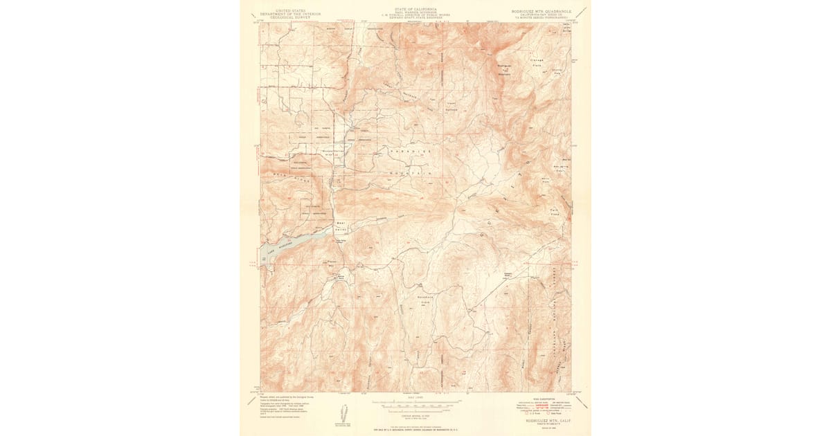 1949 Map of Rodriguez Mtn. , San Diego County, CA — High-Res | Pastmaps