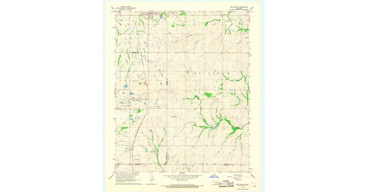1967 Map of Roff South, Pontotoc County, OK — High-Res | Pastmaps