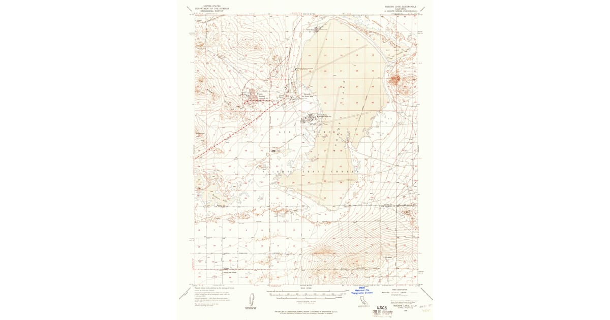 1956 Map of Rogers Lake, Kern County, CA — High-Res | Pastmaps