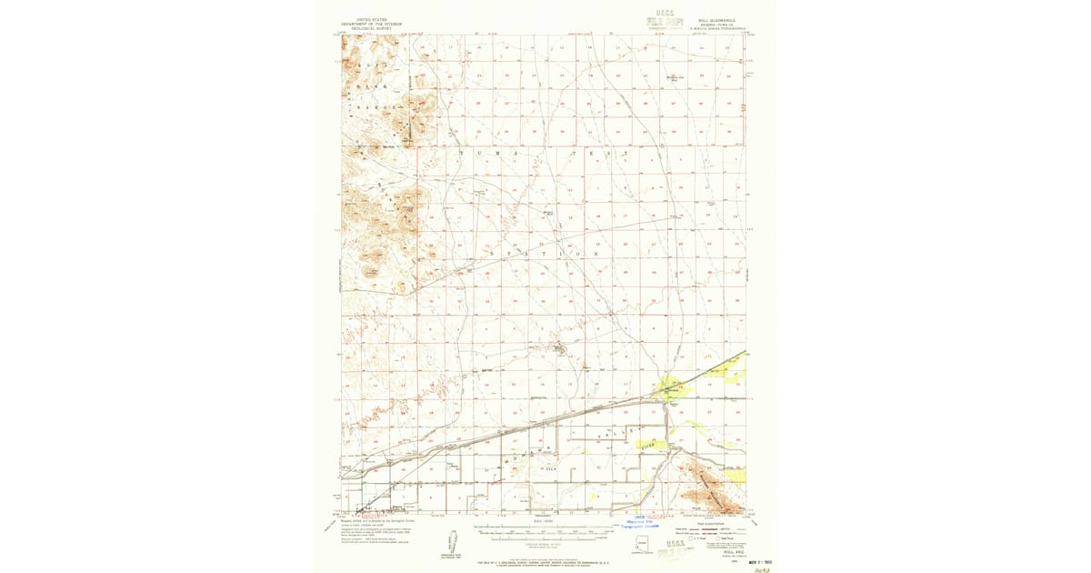 1955 Map of Roll, Yuma County, AZ — High-Res | Pastmaps