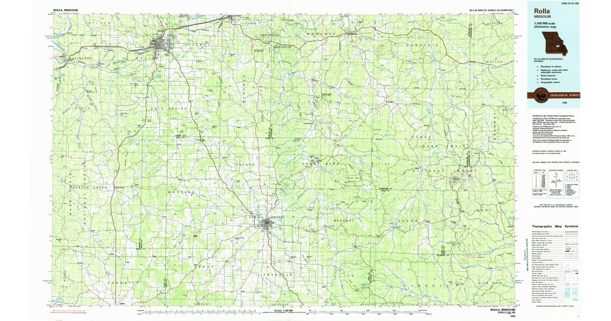 1986 Map of Rolla, MO — High-Res | Pastmaps