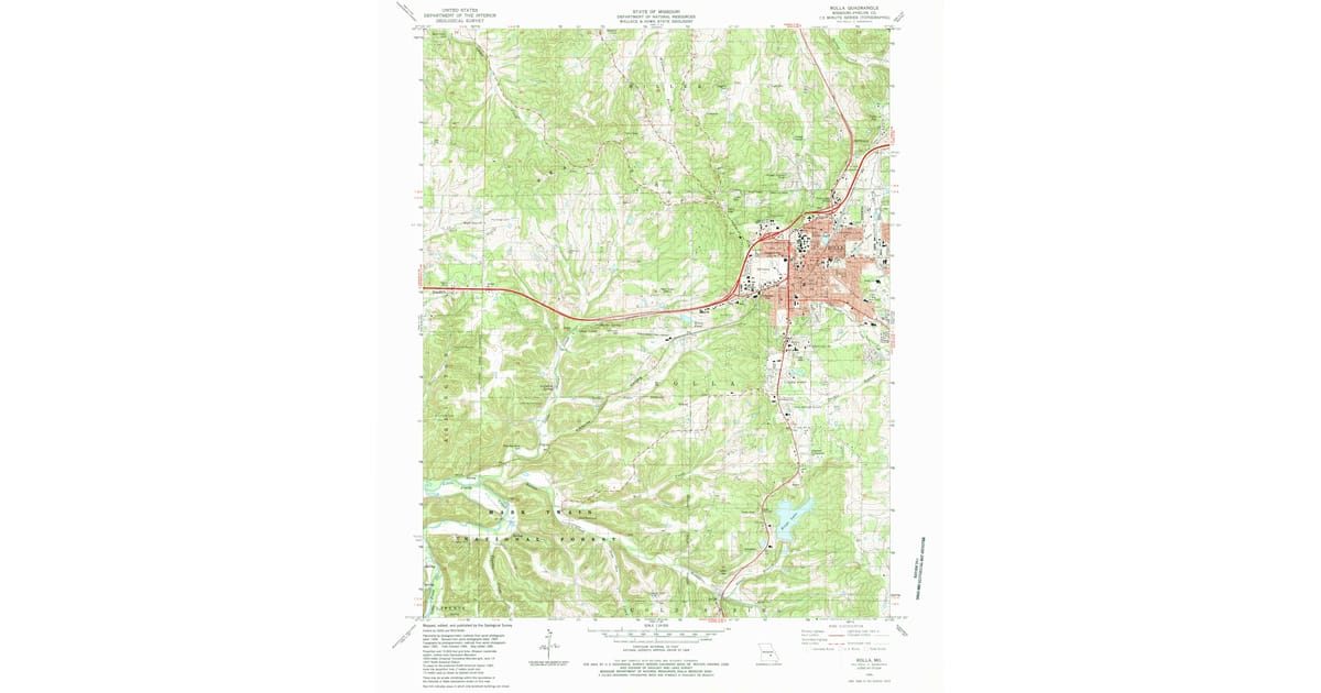 1985 Map of Rolla, MO — High-Res | Pastmaps