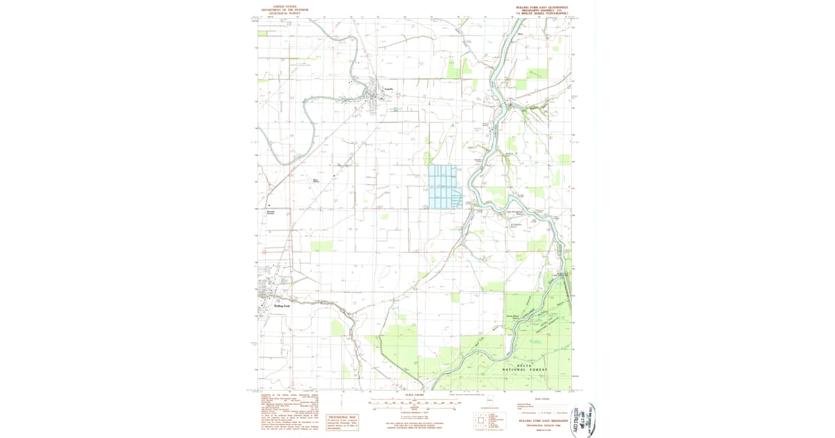 1988 Map of Rolling Fork East, Sharkey County, MS — High-Res | Pastmaps