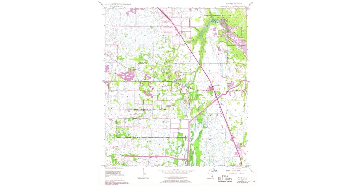 1948 Map of Rood, Palm Beach County, FL — High-Res, 1968 Print | Pastmaps