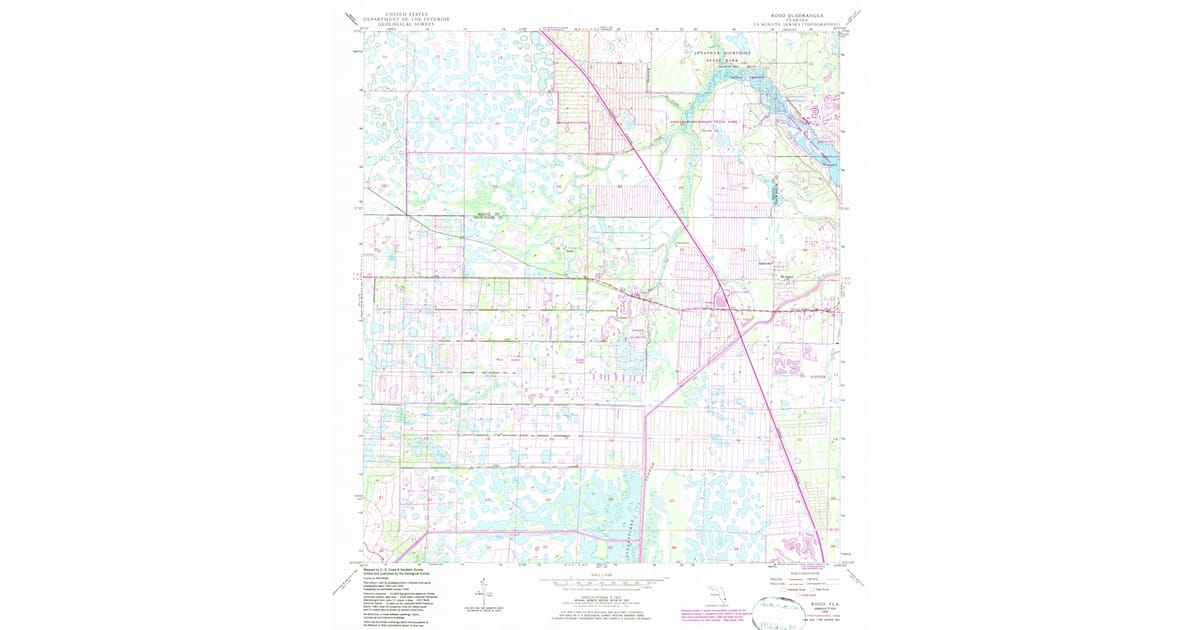 1948 Map of Rood, Palm Beach County, FL — High-Res, 1983 Print | Pastmaps