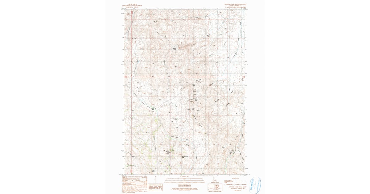 1990 Map of Rooster Comb Peak, Owyhee County, ID — High-Res | Pastmaps